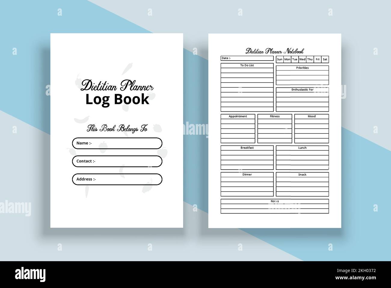 Dietitian planner KDP interior journal. Daily diet schedule paper and ...