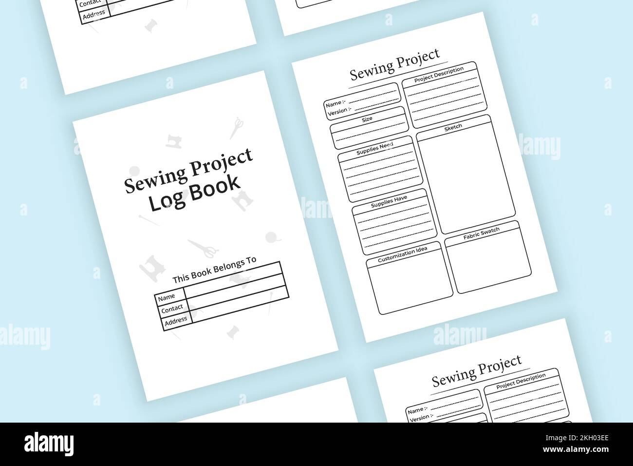 Sewing project KDP interior notebook. Needlework project task tracker ...