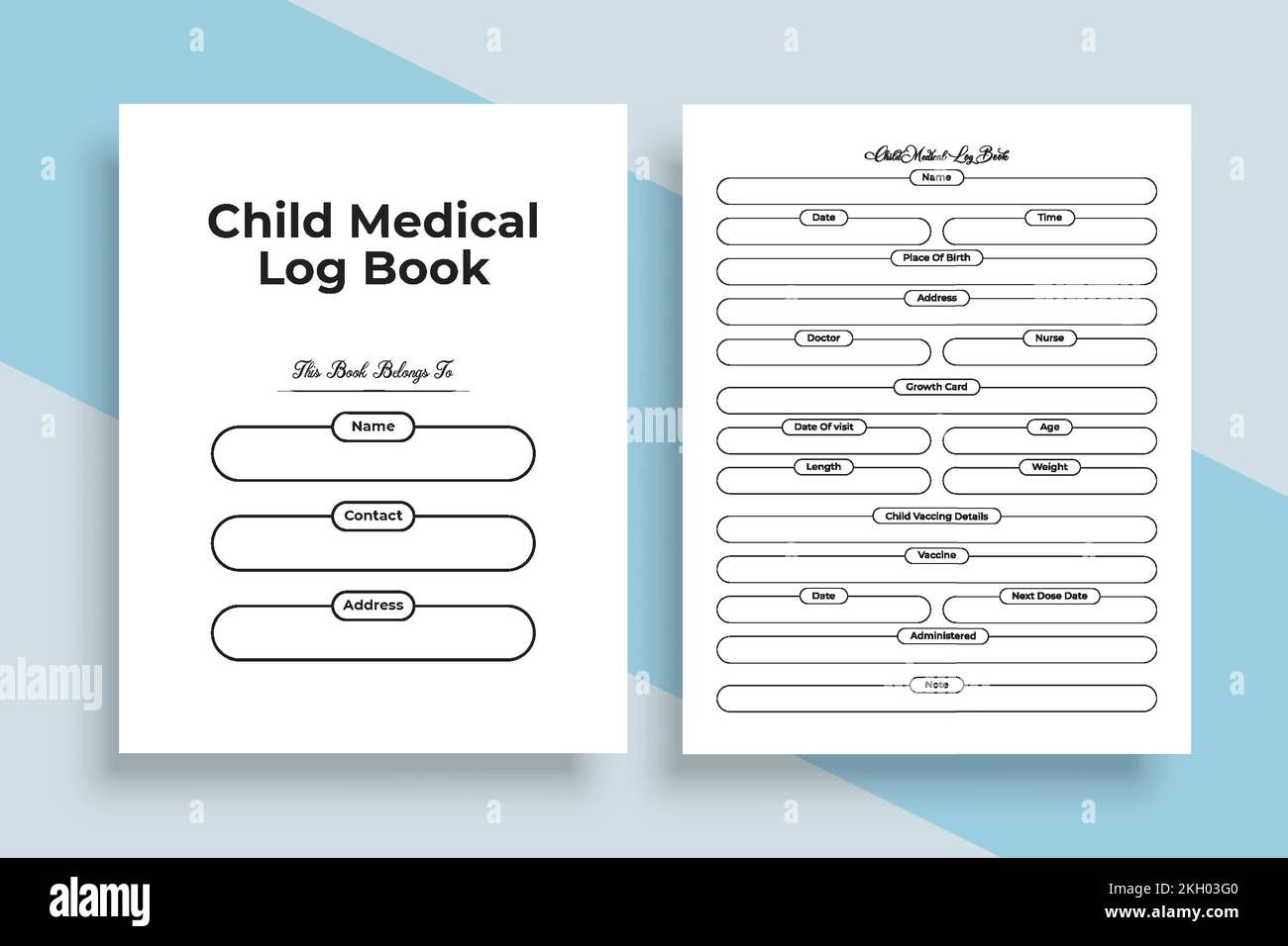Child medical journal KDP interior. Infant daily growth information ...