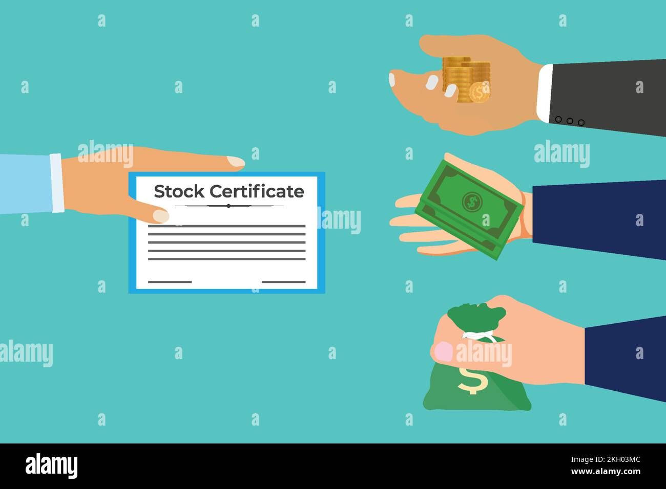 Stock exchange and certificate buy and selling concept vector with ...