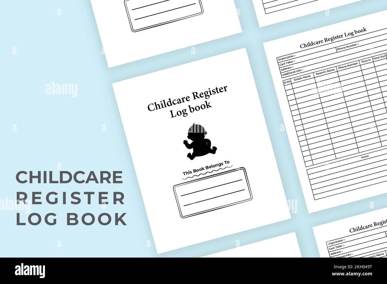 Childcare register log book KDP interior. Child information and medical ...