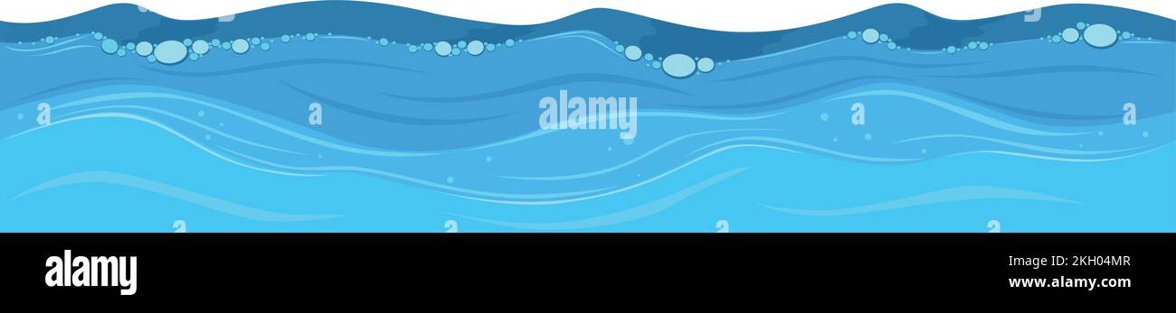 Cartoon water surface. Horizontal blue sea waves Stock Vector Image ...
