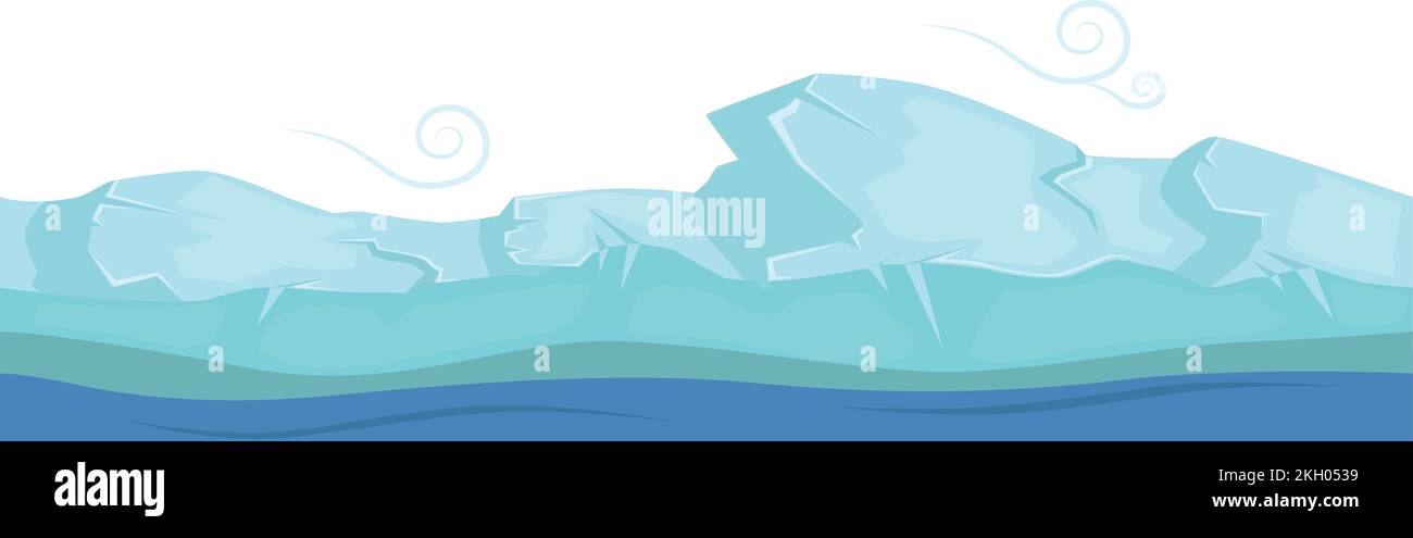 Frozen water surface. Cartoon ice ocean waves Stock Vector Image & Art ...