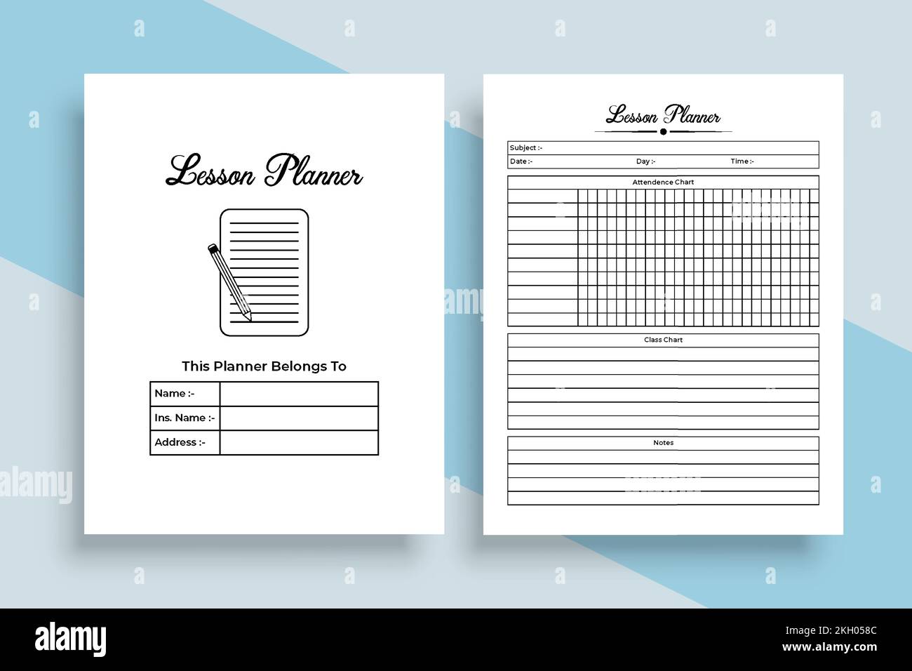 Lesson planner KDP interior journal template. Daily class notes tracker ...