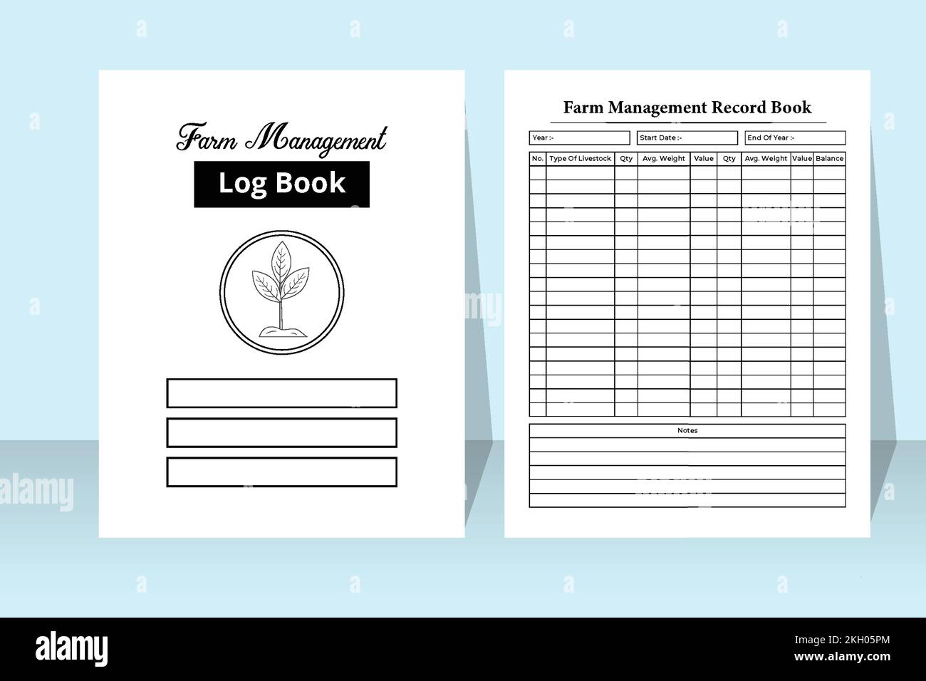 Farm management notebook KDP interior. Farm information checker and ...