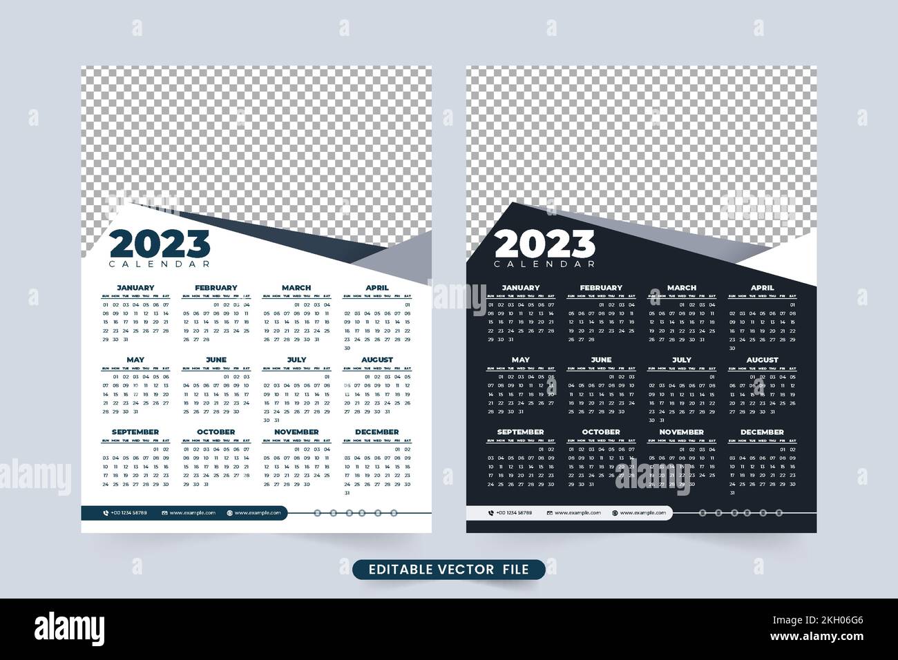 2023 new year wall calendar template vector. Annual business calendar ...