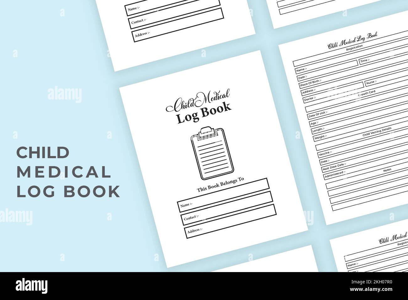 Child medical notebook KDP interior. Infant medical registration and ...