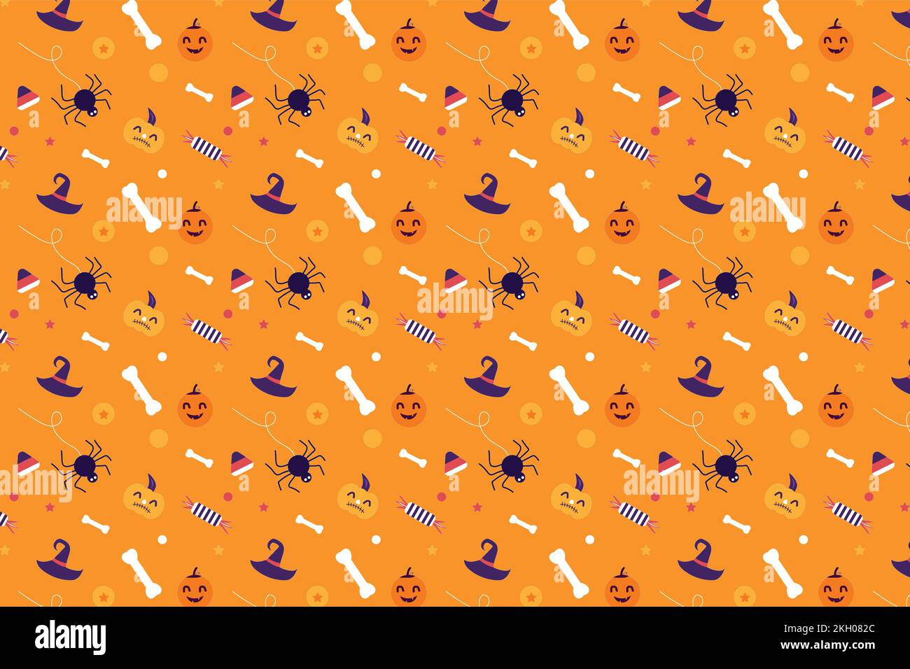 Halloween pattern background vector with scary pumpkins and human bones ...