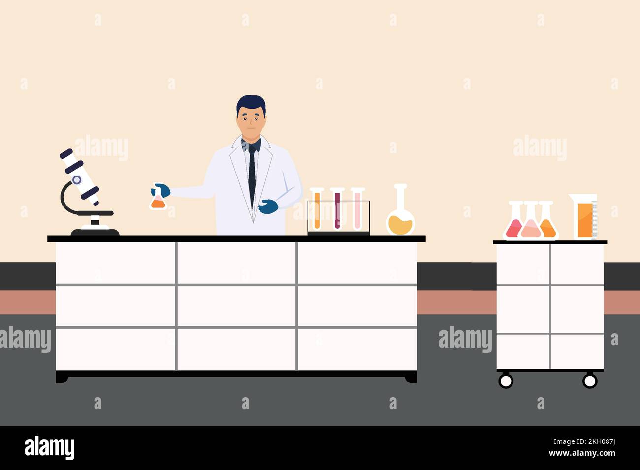 Mixing chemicals in beaker Stock Vector Images - Alamy