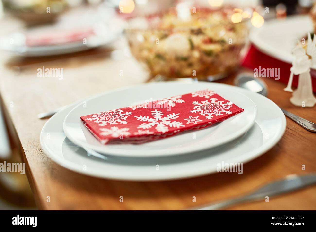 Youre invited. Christmas, celebration and holiday table plate for food ...