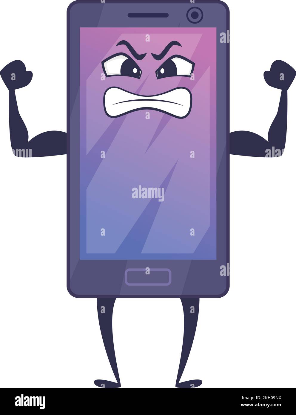 Strong phone mascot. Funny smartphone character with muscle Stock ...
