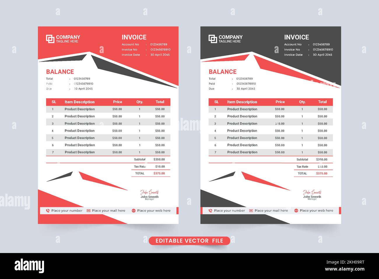 Business stationery and invoice template vector. Cash receipt design ...