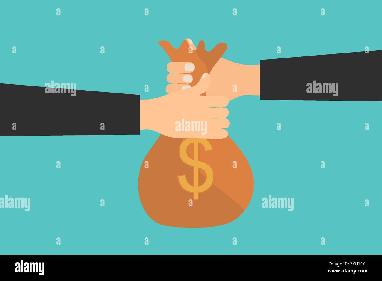 Giving a money bag to a businessman vector. Hands taking and giving ...