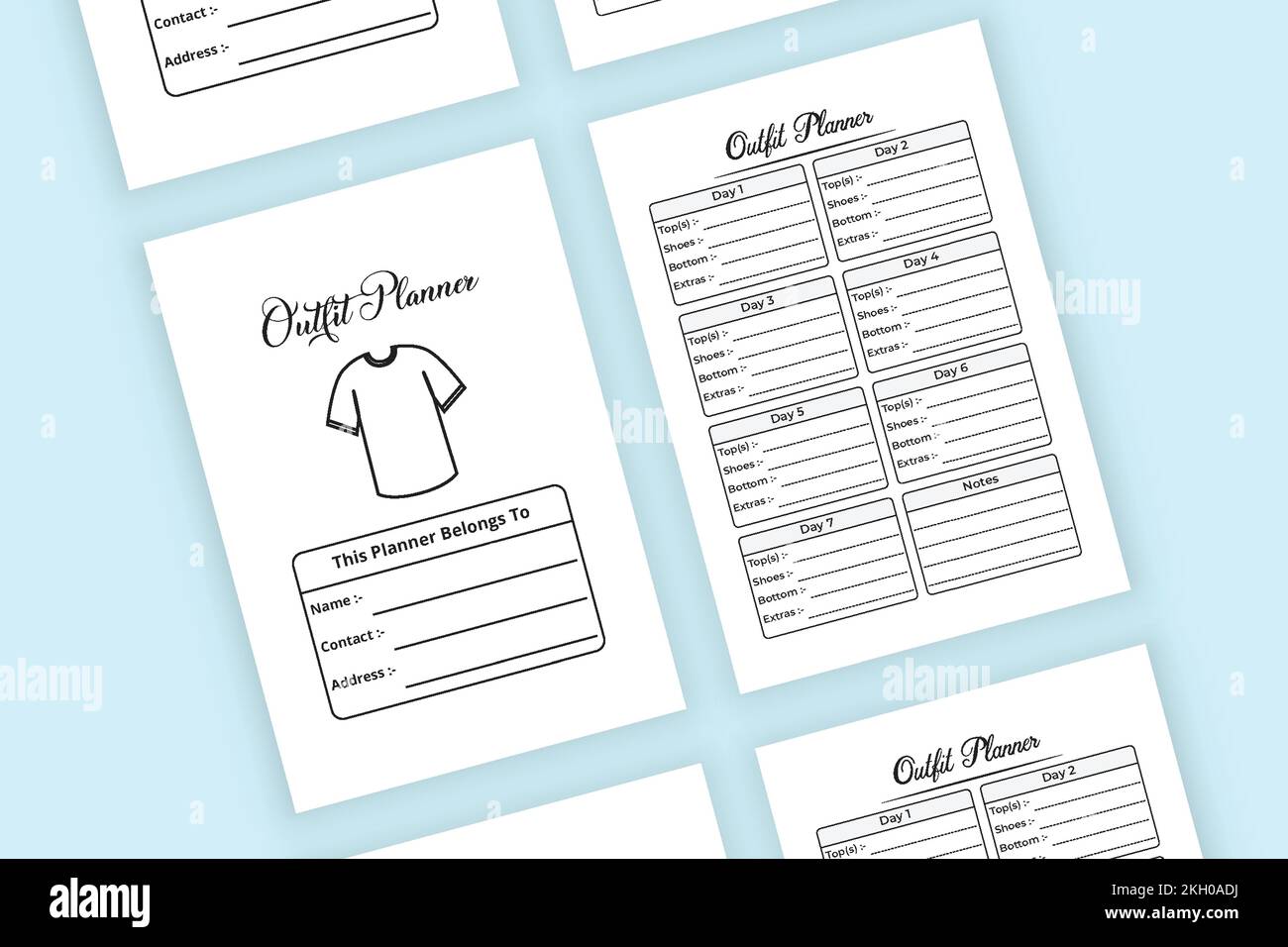 Outfit planner notebook KDP interior. Daily costume planner journal and ...