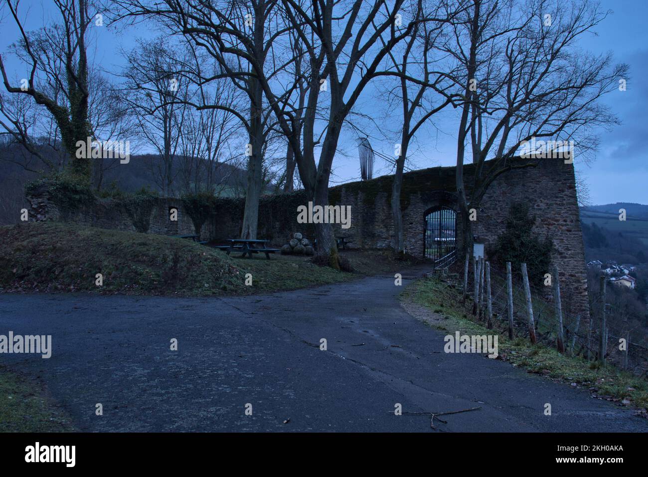 Wolfstein, Germany - January 8, 2021: Path leading to wall and gate at ...