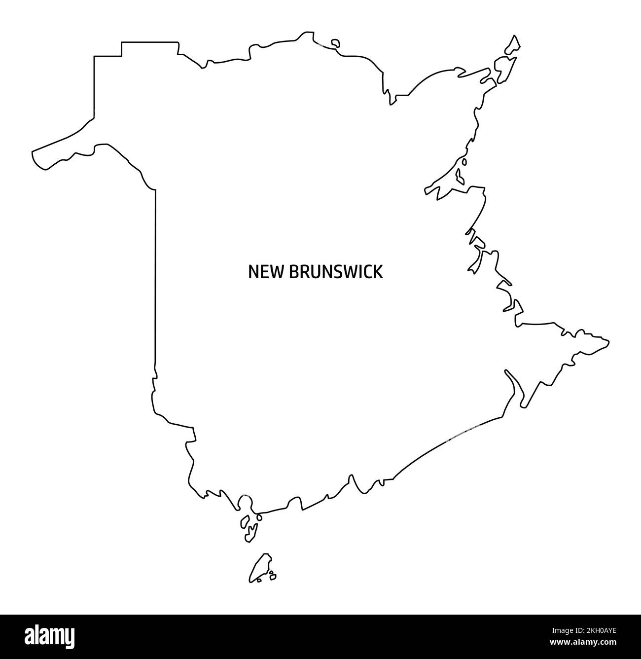 New Brunswick, Canada. Outline map isolated on white background Stock ...