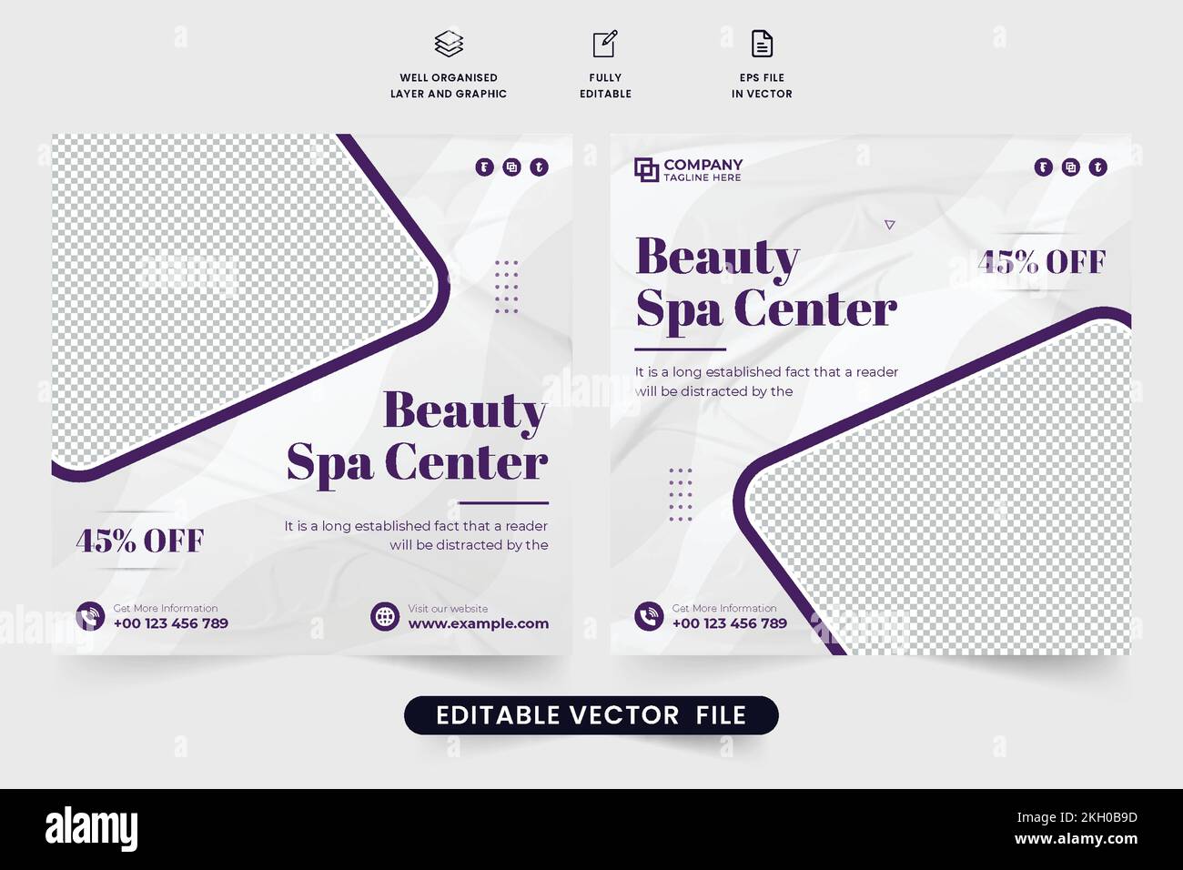 Special beauty treatment social media post design with navy blue colors ...
