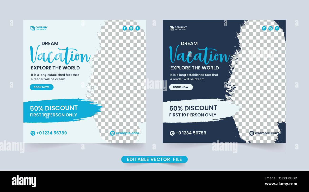 Travel agency social media banner for business promotion. Touring ...