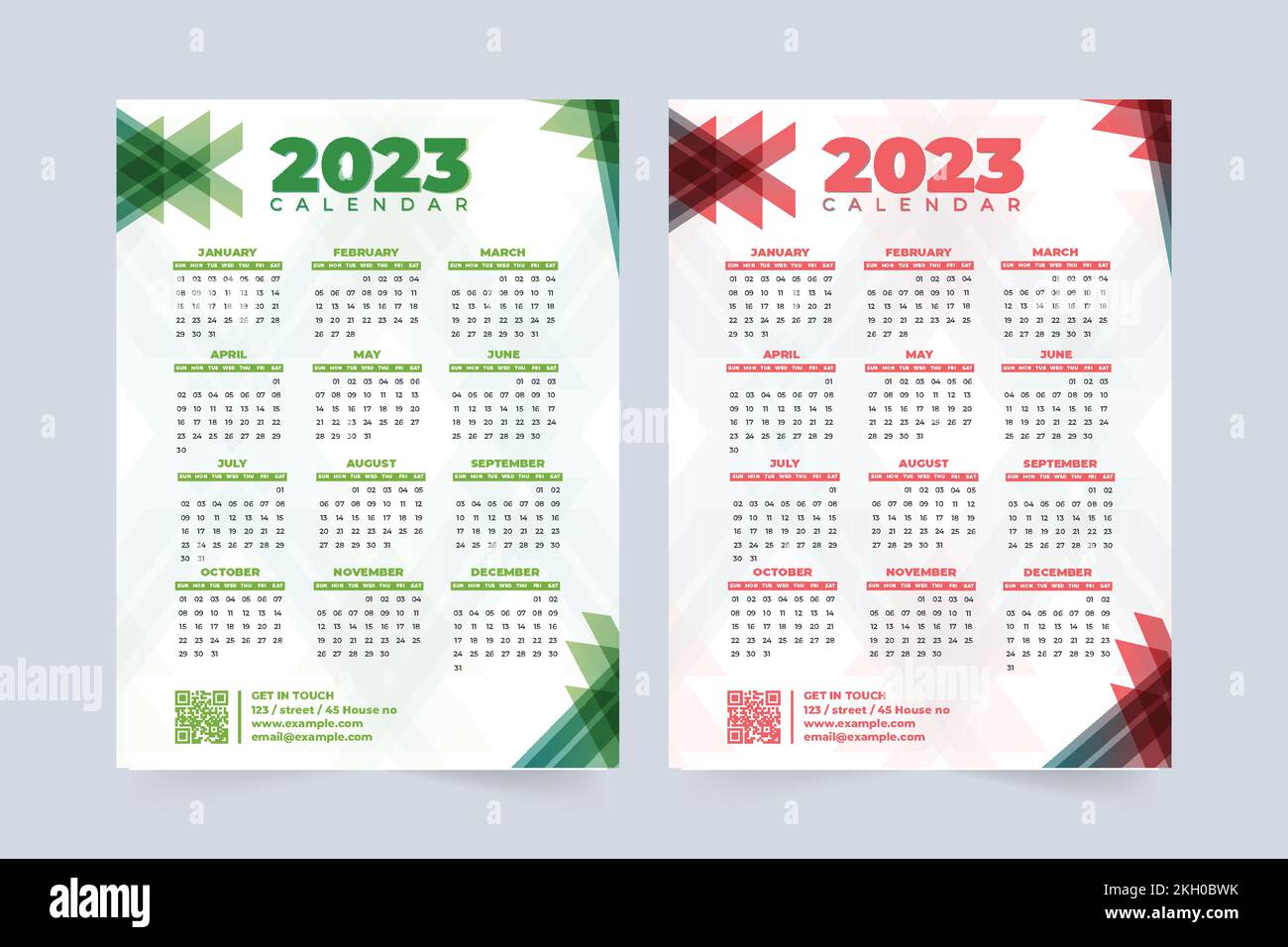 Modern 2023 calendar design with abstract shapes. Creative corporate ...