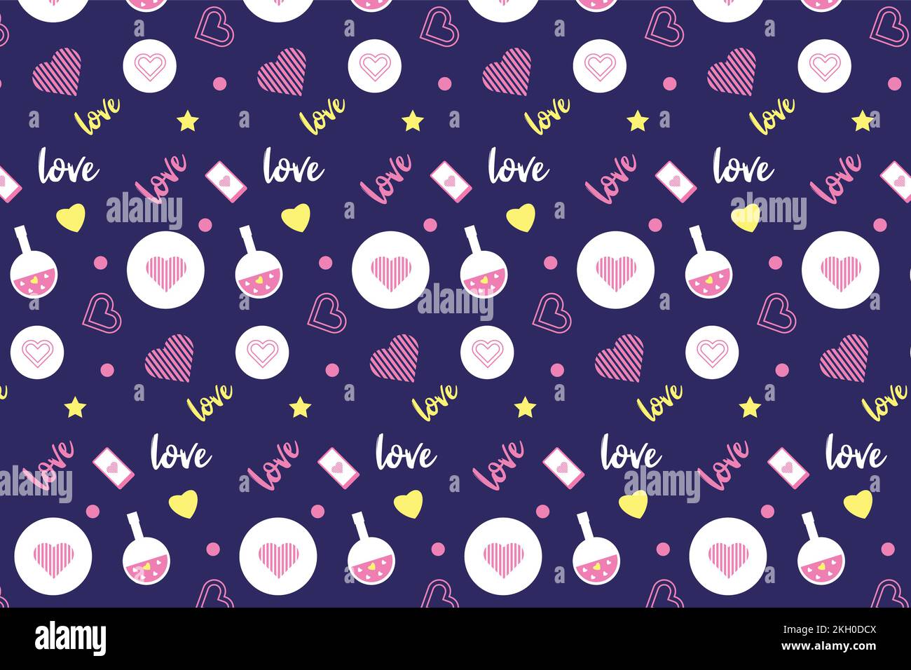 Cute seamless love pattern decoration with love poison and calligraphy ...