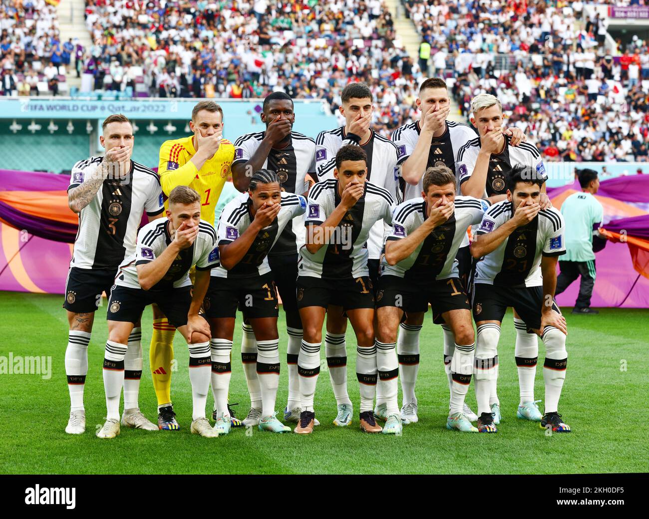 Doha, Qatar. 23rd Nov, 2022. The German team pose for a photo before ...