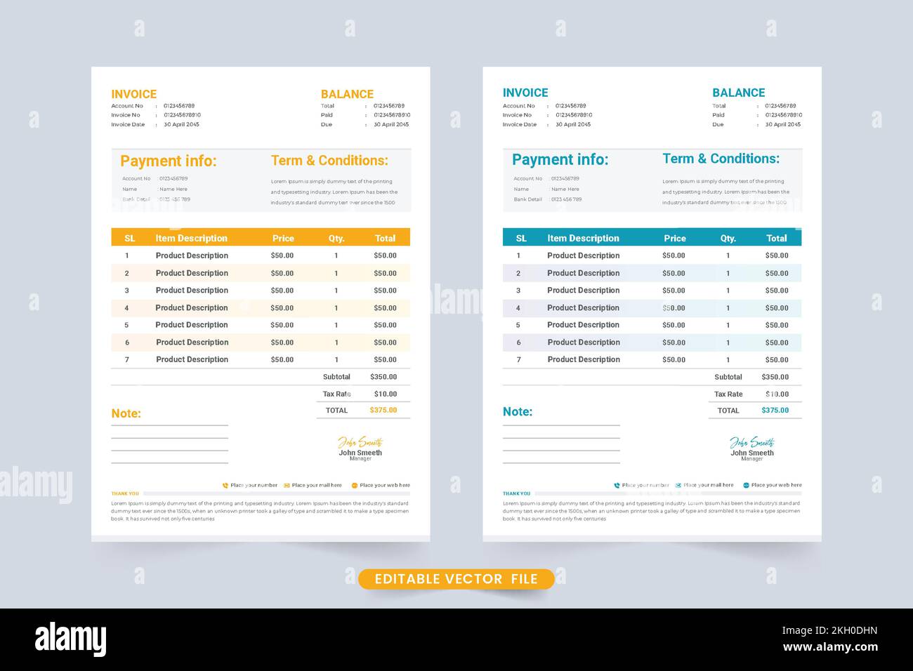 Modern minimal invoice template decoration with business info section ...
