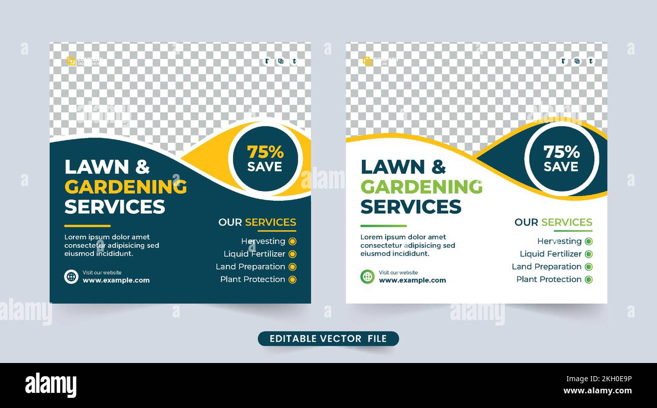 Lawn and gardening service social media post design. Agriculture and ...