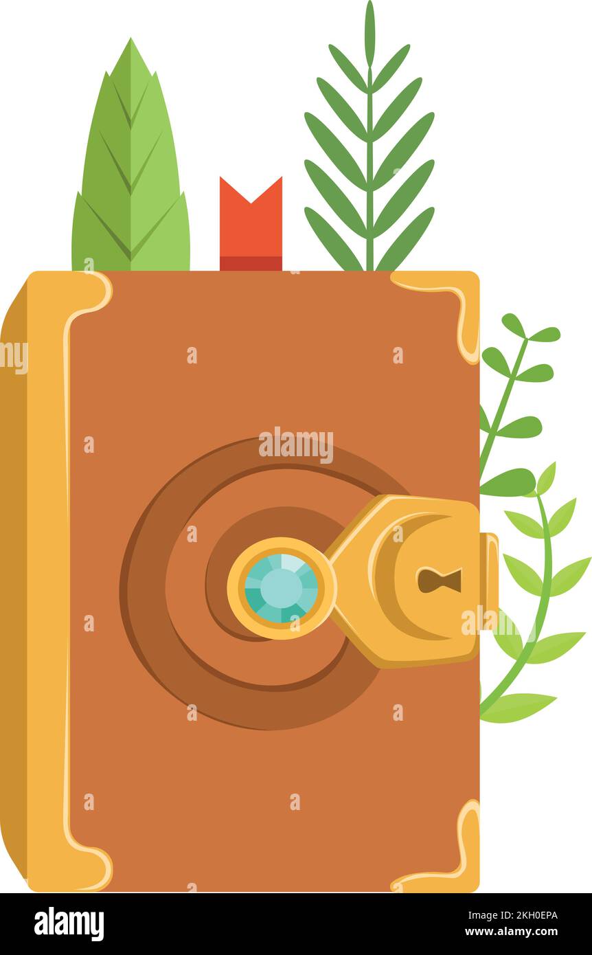 Witchcraft book with green herbs. Cartoon magic spell icon Stock Vector ...