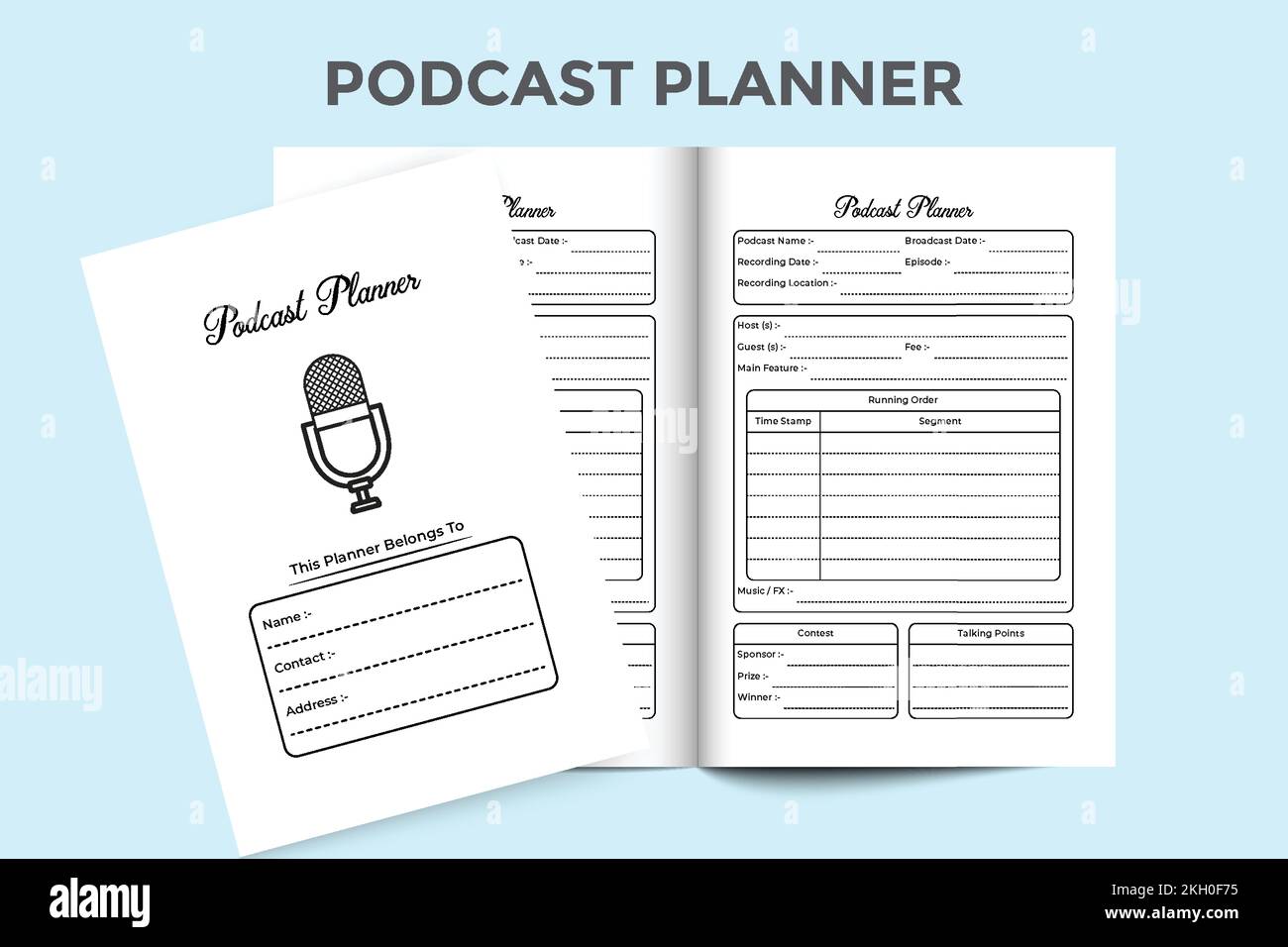 Podcast planner KDP interior journal. Regular podcast information ...