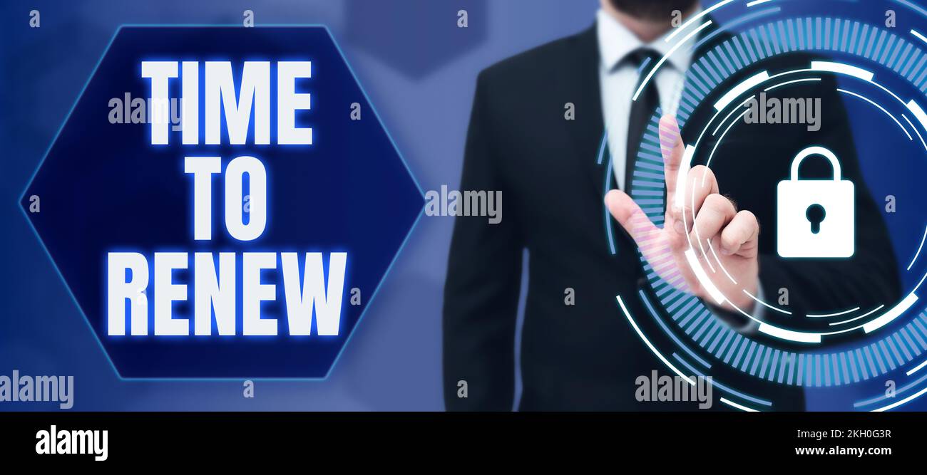 Inspiration showing sign Time To Renew. Business overview Continue the ...