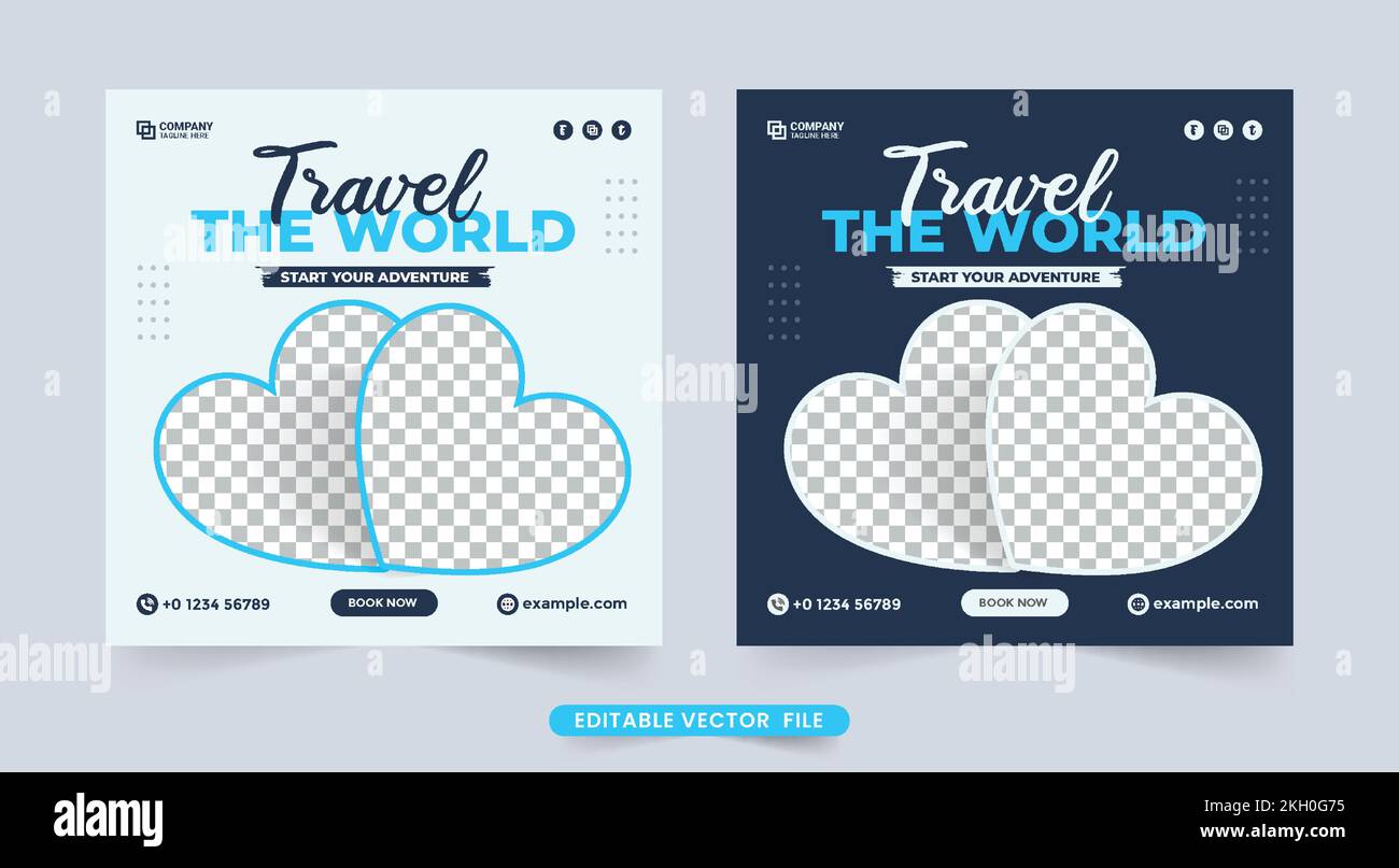 Tour and travel social media post design. Travel agency flyer template ...