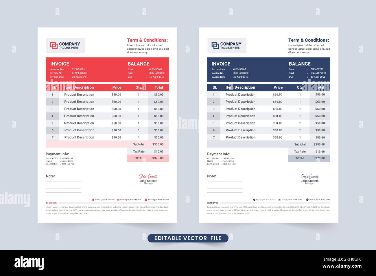 Creative invoice template design for payment information. Business ...