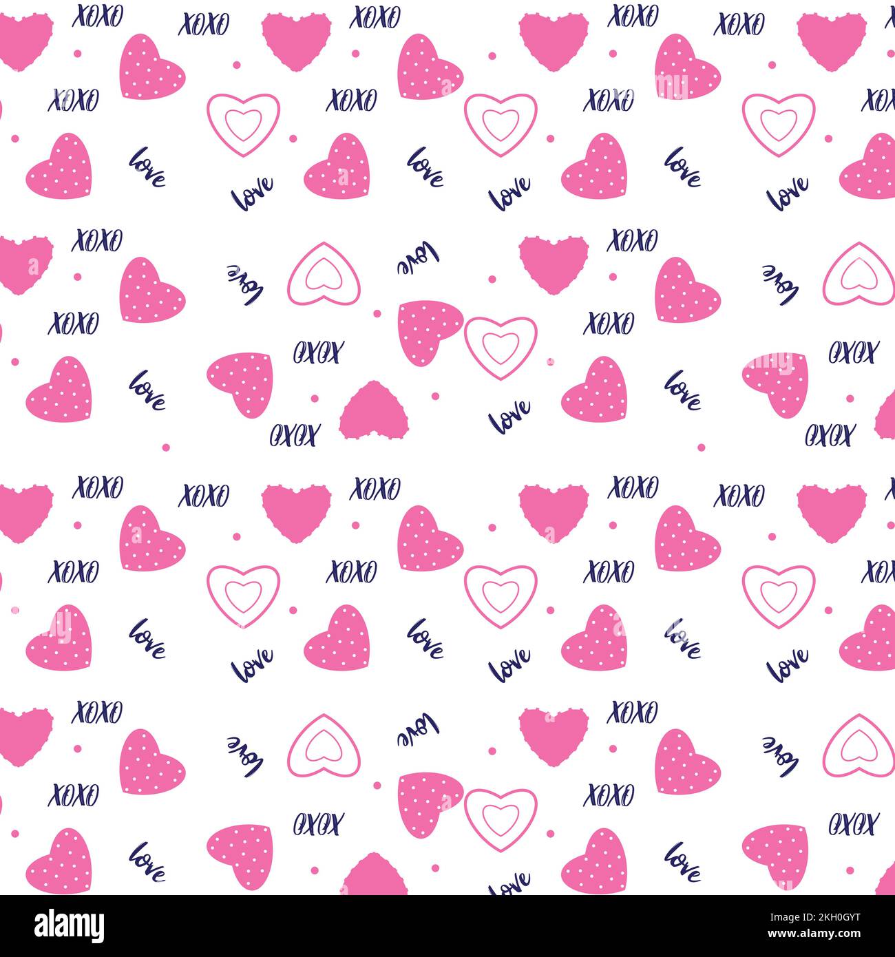 Cute pink love shape pattern for valentine's day on a white background ...