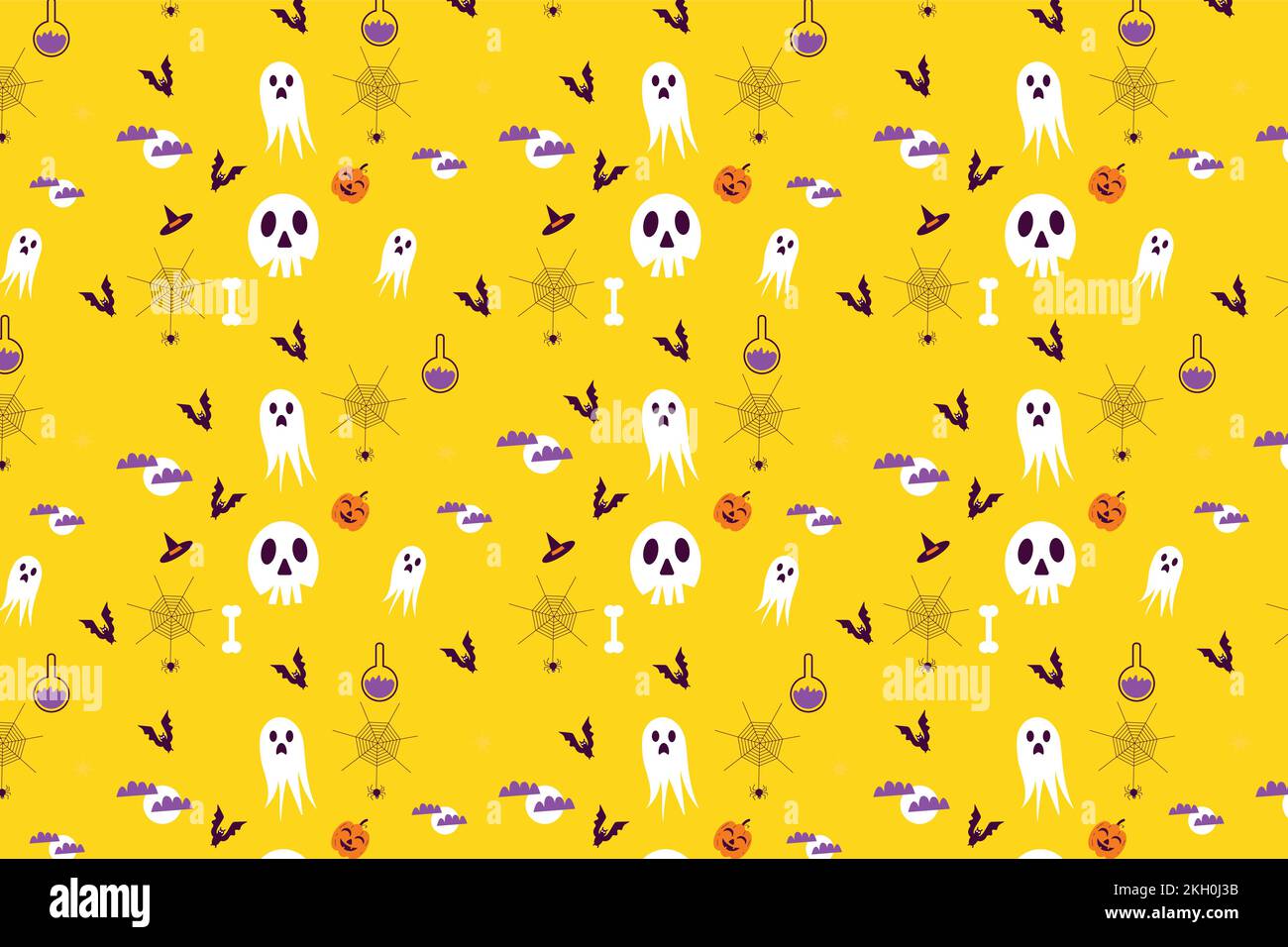 Endless Halloween pattern design with different scary elements on a ...