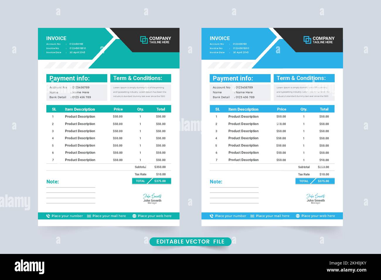 Minimal invoice template vector for modern business. Payment receipt ...