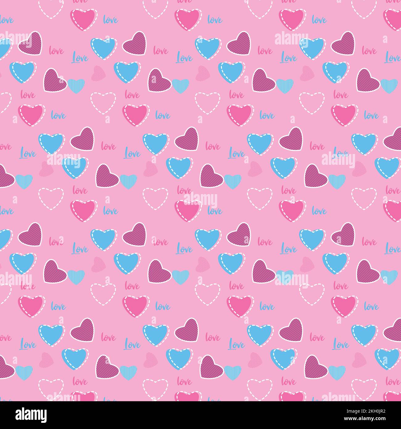 Seamless doodle style heart shaped pattern for valentine's day. Cute ...