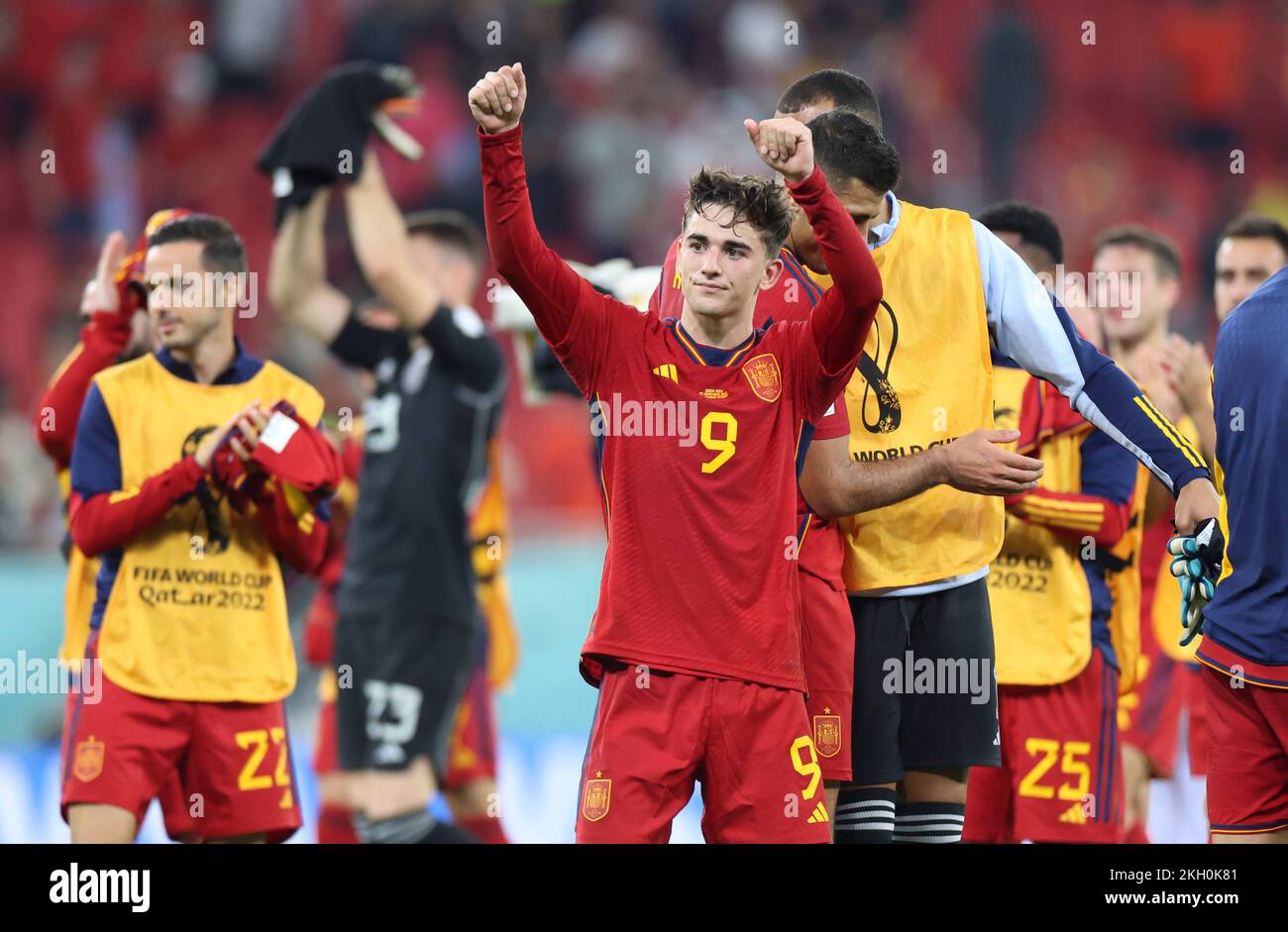 Doha, Qatar. 23rd Nov, 2022. Gavi of Spain reacts after the Group E ...
