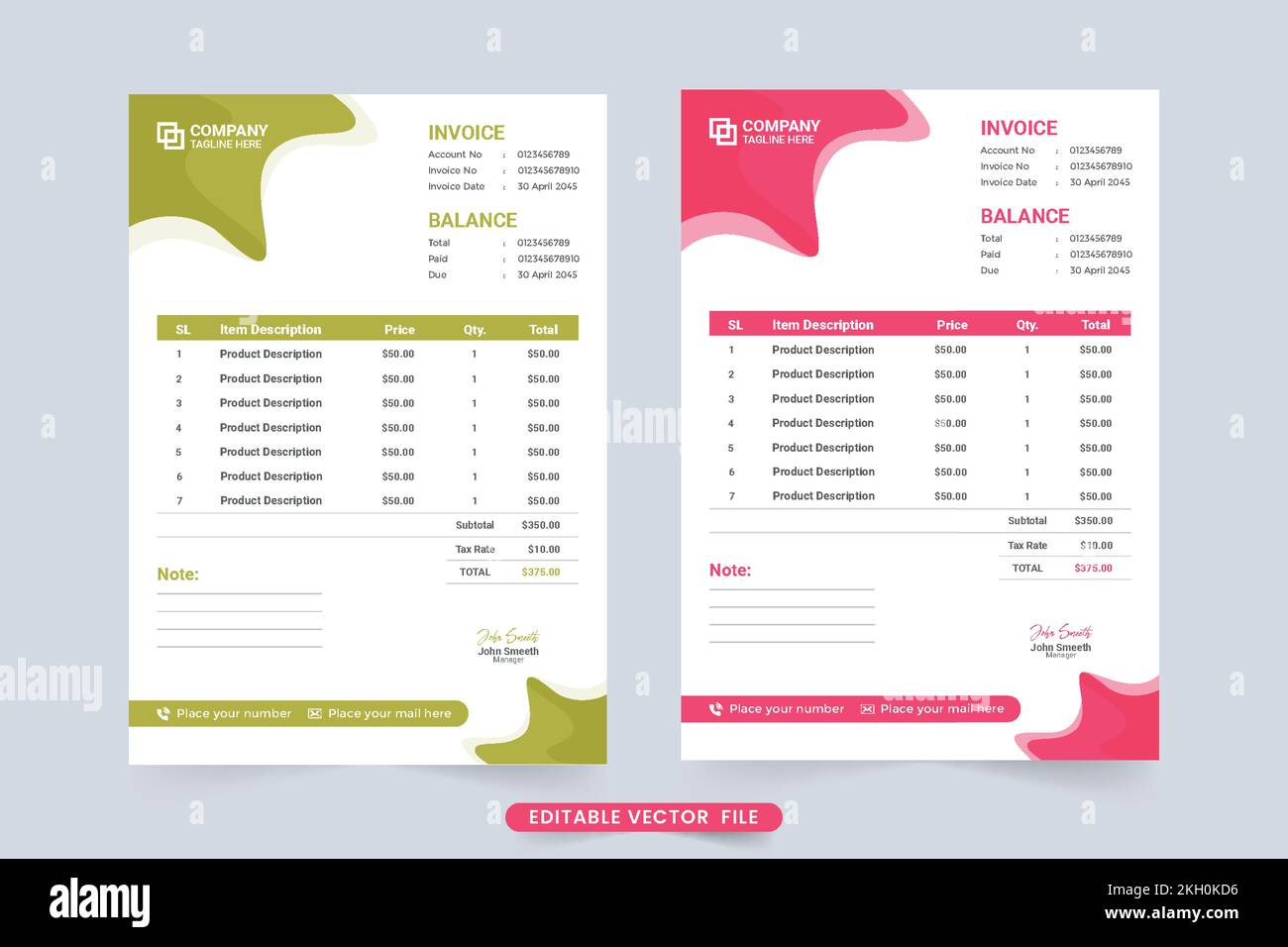 Minimalist purchase receipt and invoice template vector for business ...