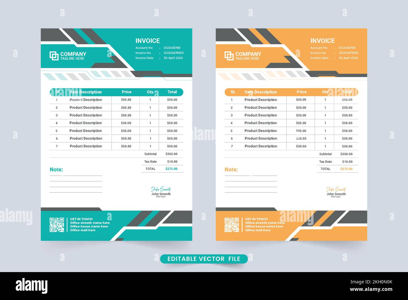 Modern business invoice template with abstract shapes. Business ...