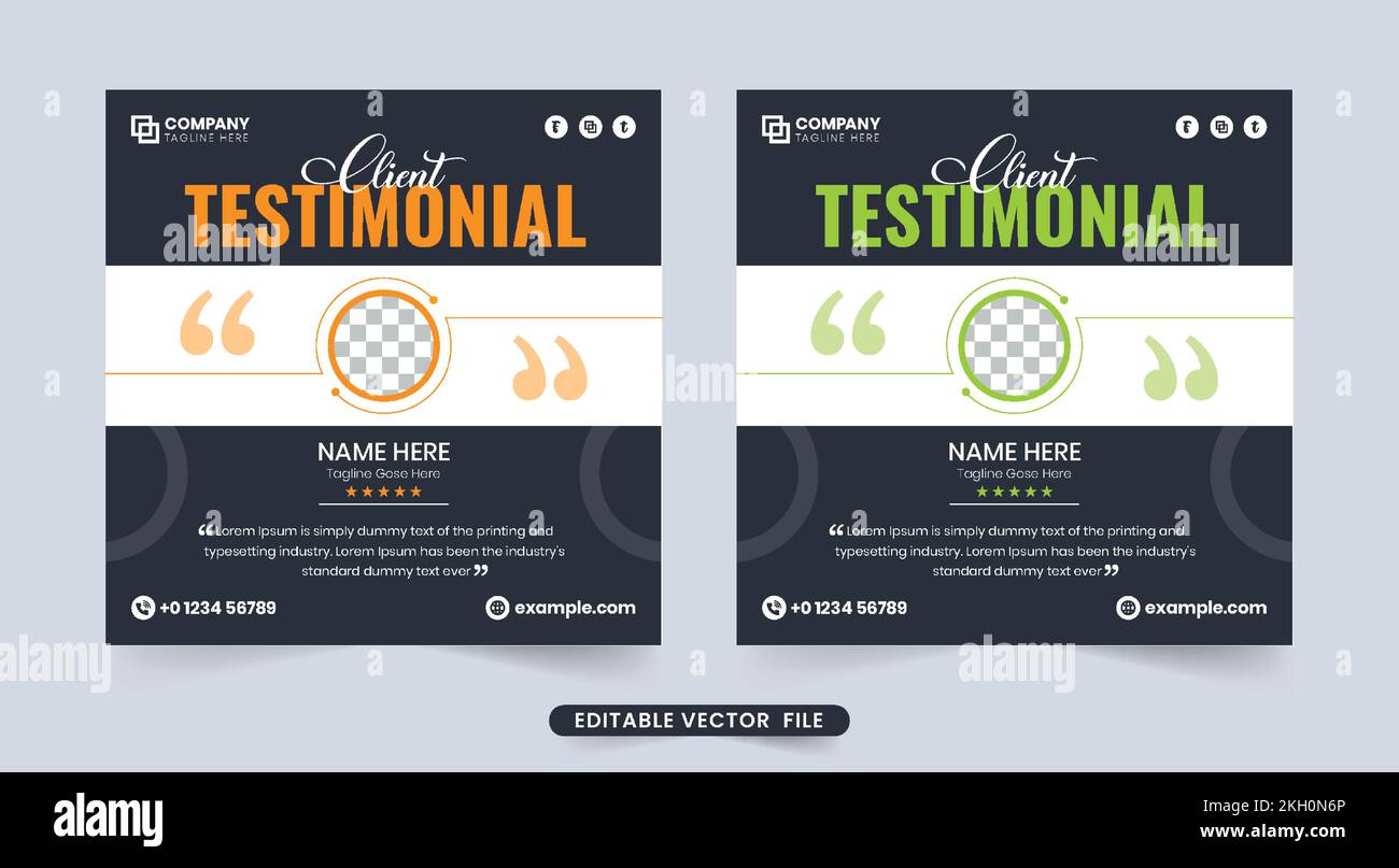 Creative Website Testimonial And Client Feedback Review Section Vector With Dark Backgrounds
