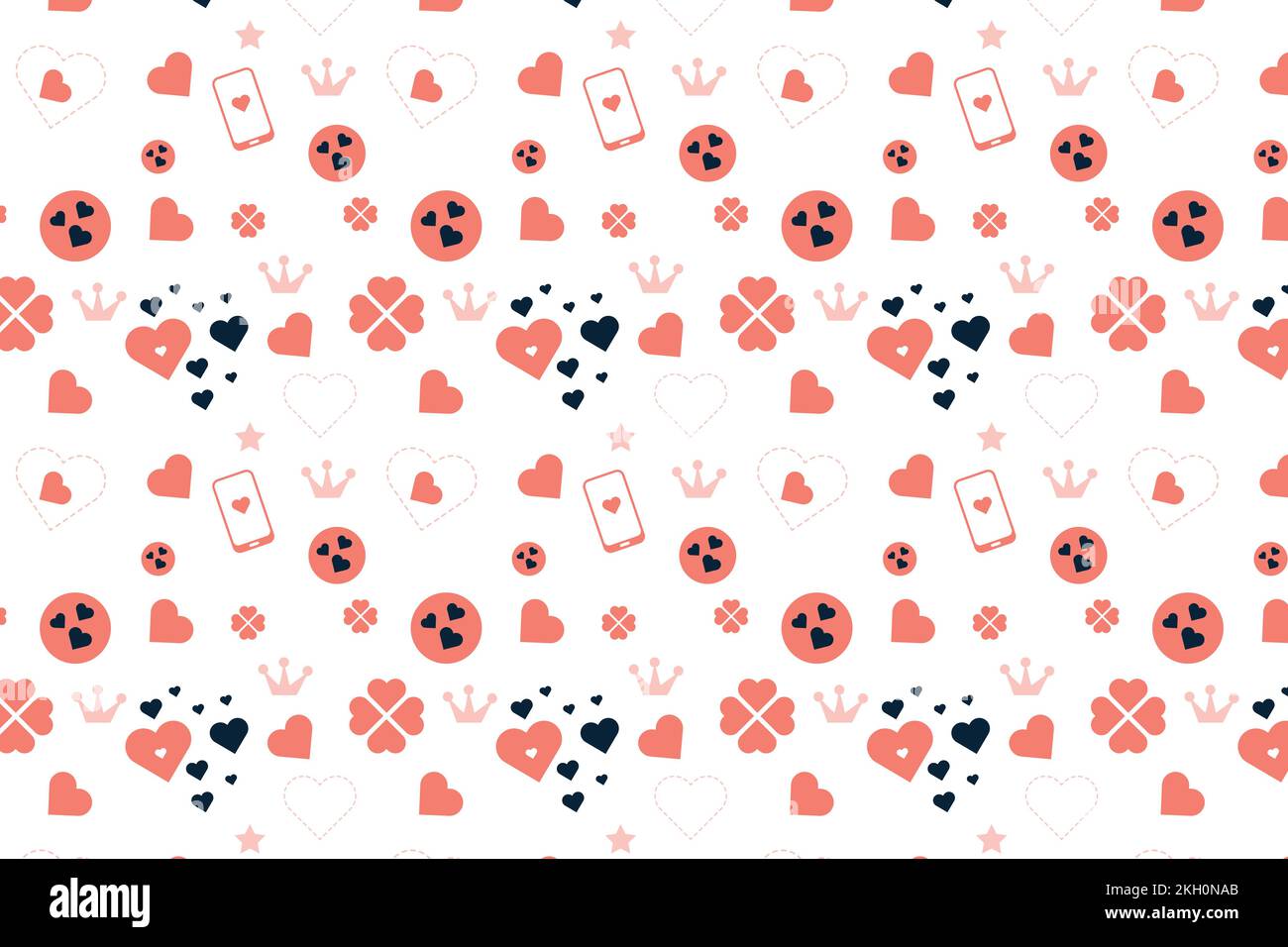 Abstract love pattern design with different love shapes on a white ...