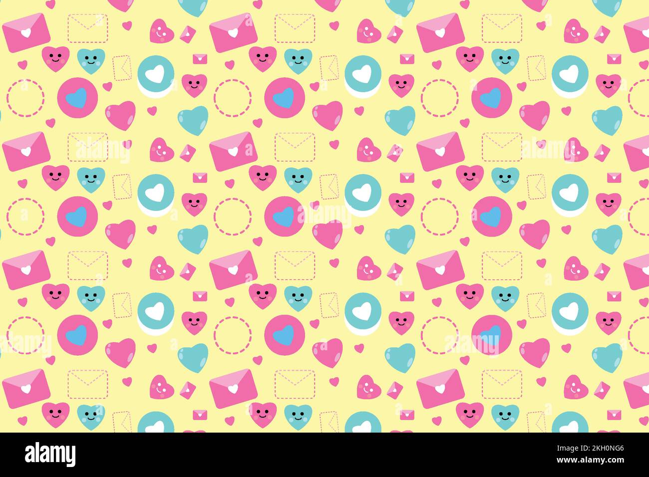 Minimal love pattern decoration with creative love elements on a yellow ...