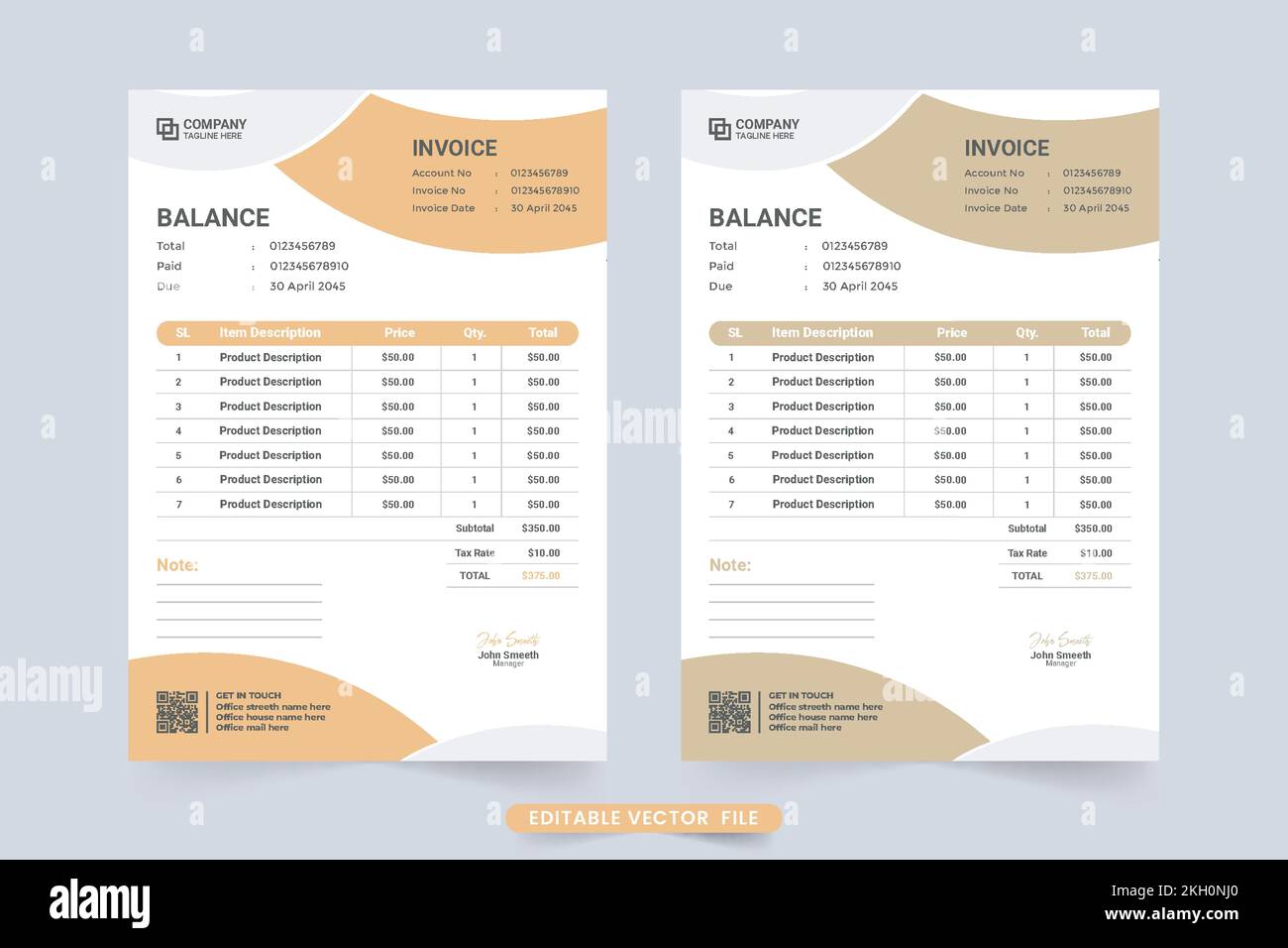 Creative minimal invoice template decoration with abstract shapes and ...