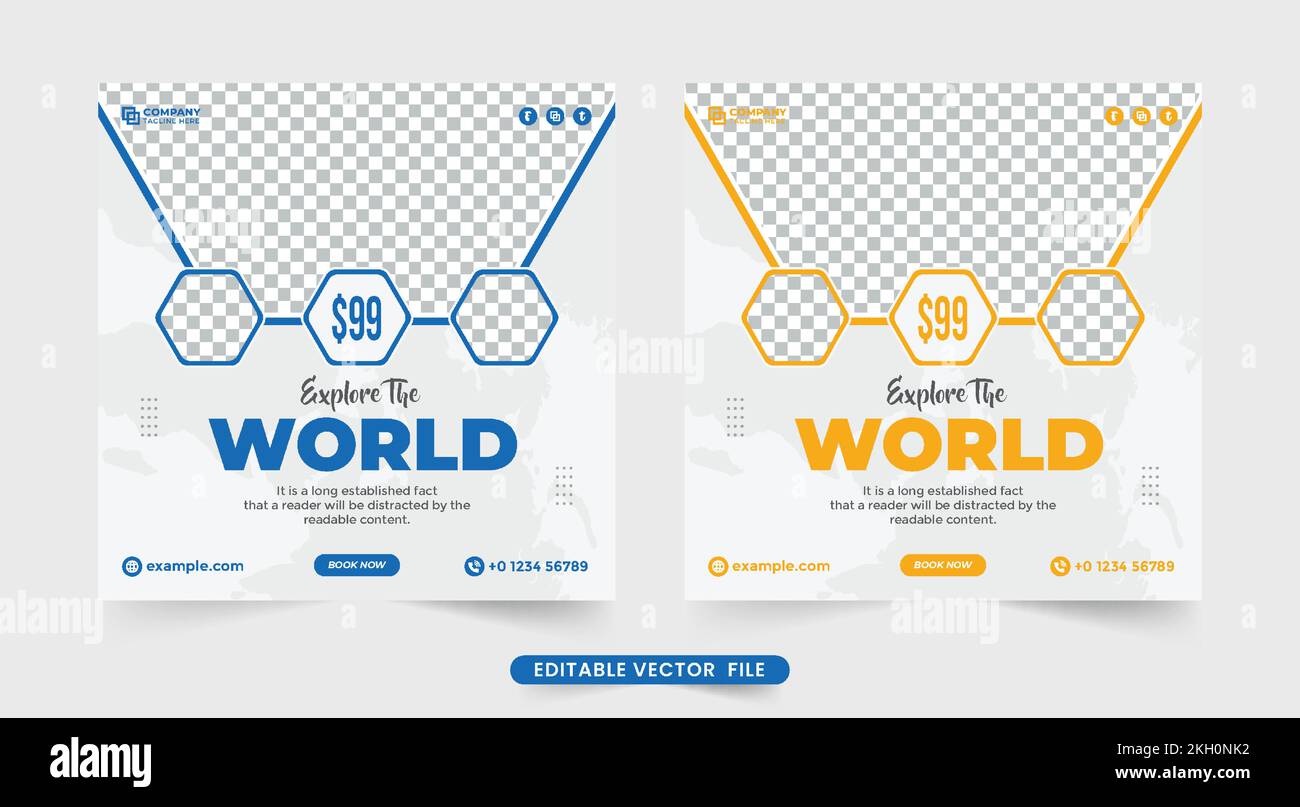 Travel agency service template for social media posts. Holiday vacation ...