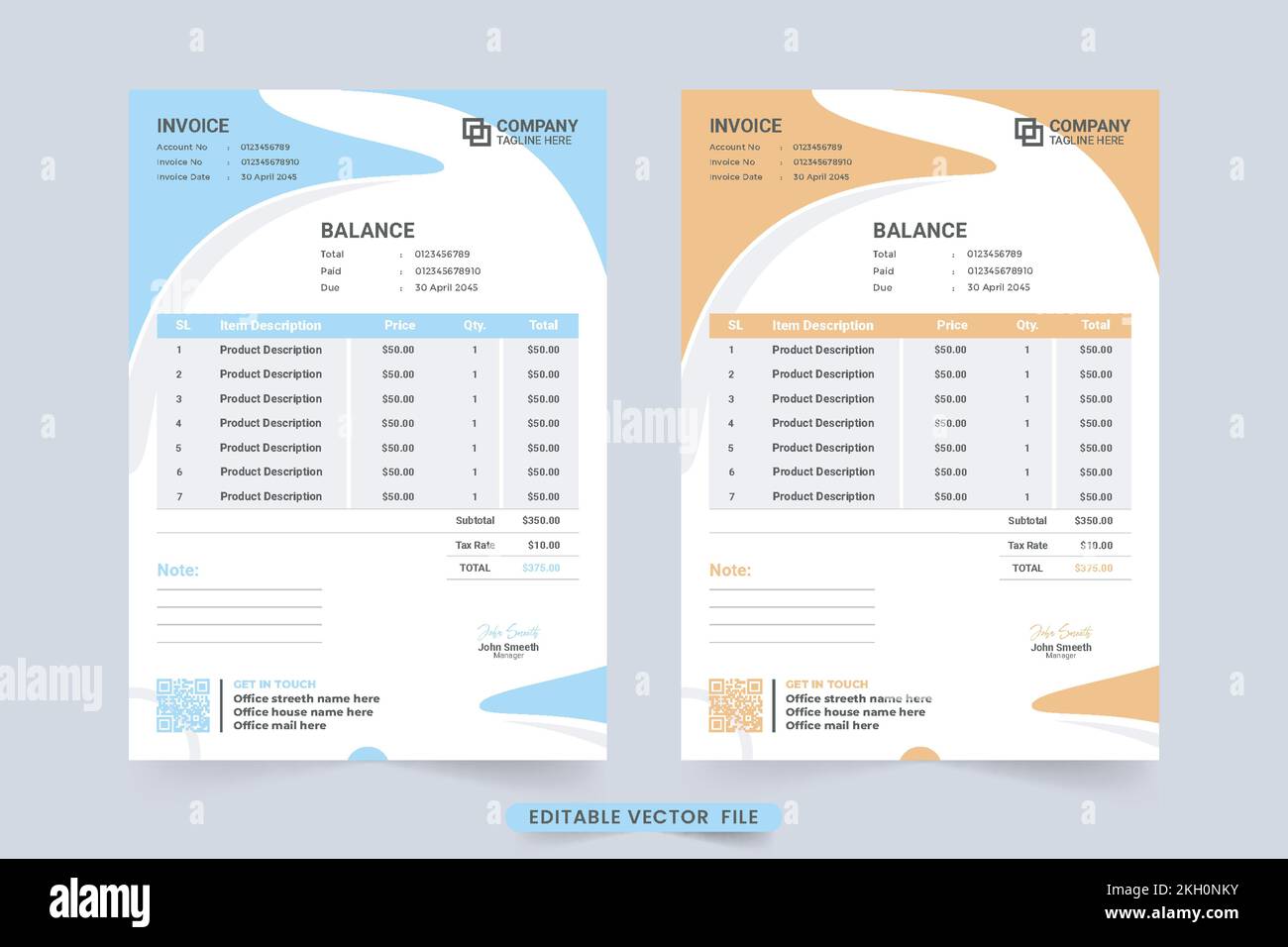 Business stationery and cash receipt layout vector with abstract shapes ...