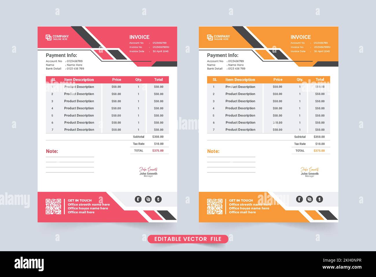 Modern corporate invoice vector with digital shapes. Cash receipt and ...