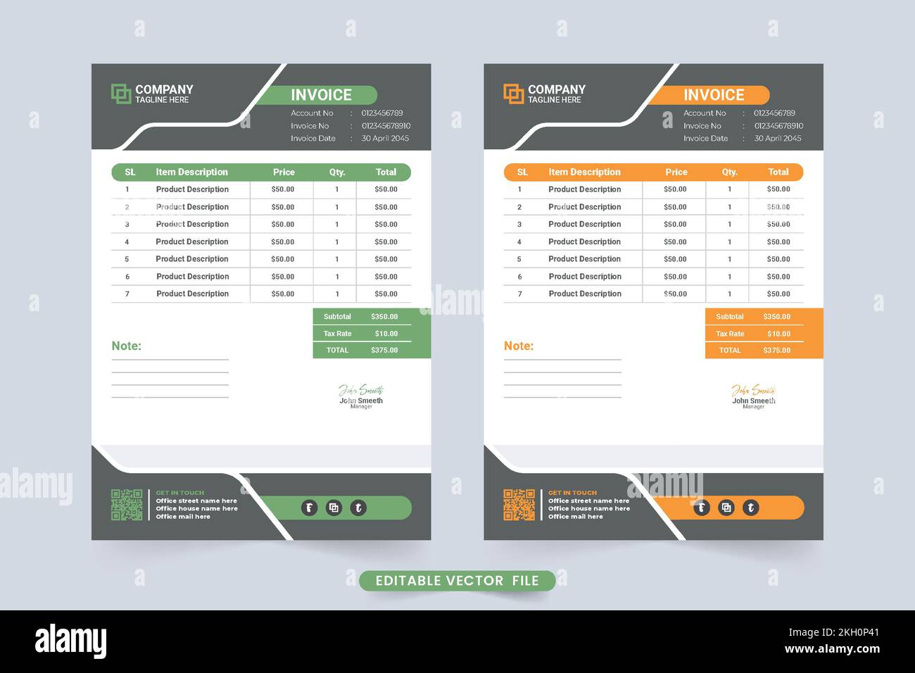 Creative invoice and product purchase receipt with price section ...