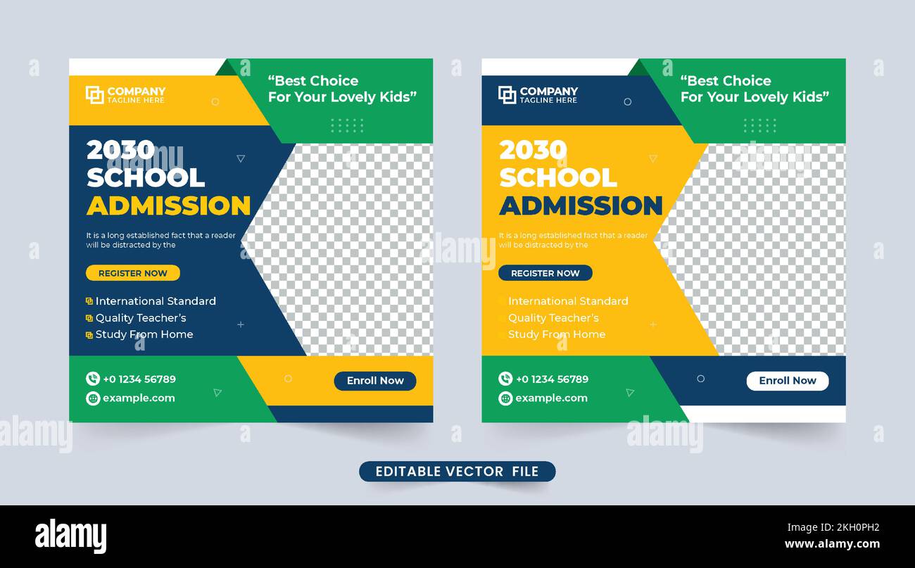 Modern school admission social media post vector with abstract shapes ...