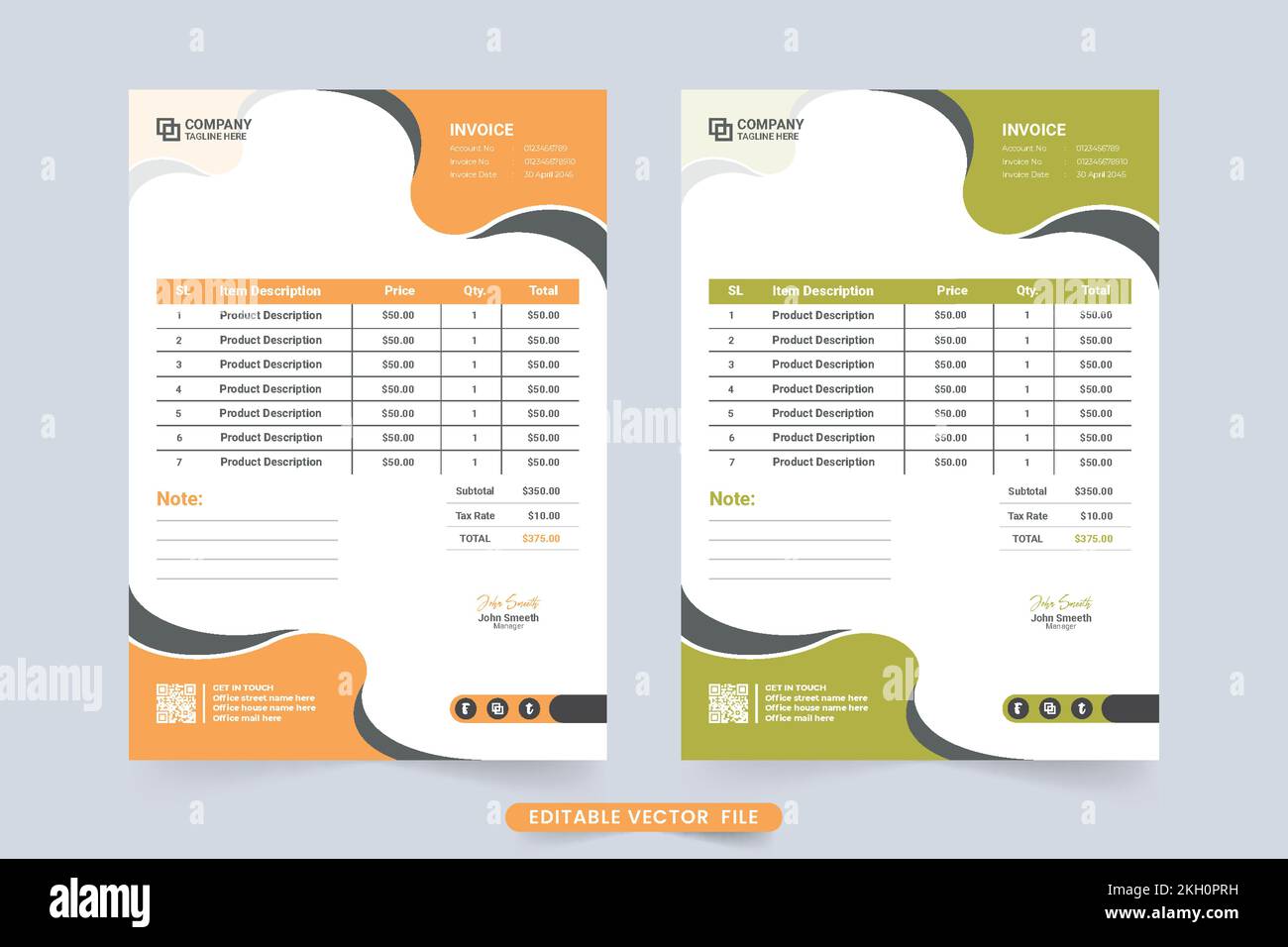 Digital payment receipt and invoice bill template vector with creative ...
