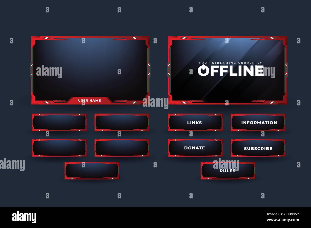 Live streaming overlay vector with red and dark color. Stream overlay ...